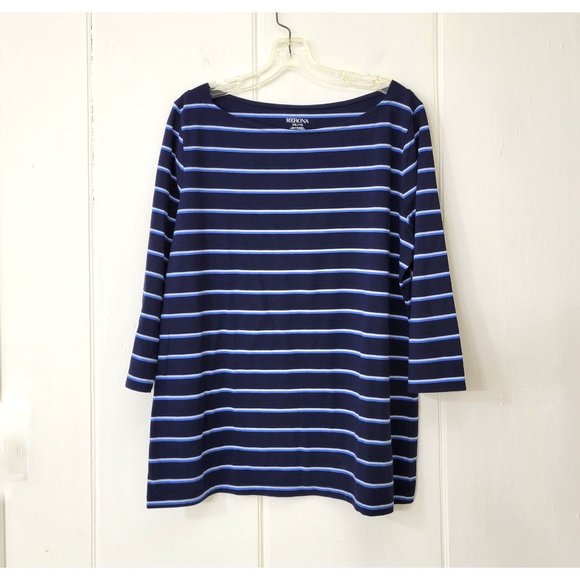 Merona | Tops | Merona Blue Striped Cotton Jersey Tunic Top T Shirt ...
